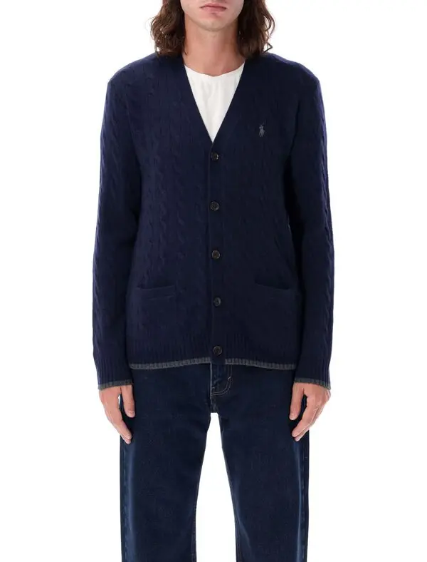 Ralph Lauren Cable-Knit Cardigan In Hunter Navy - 18% Off